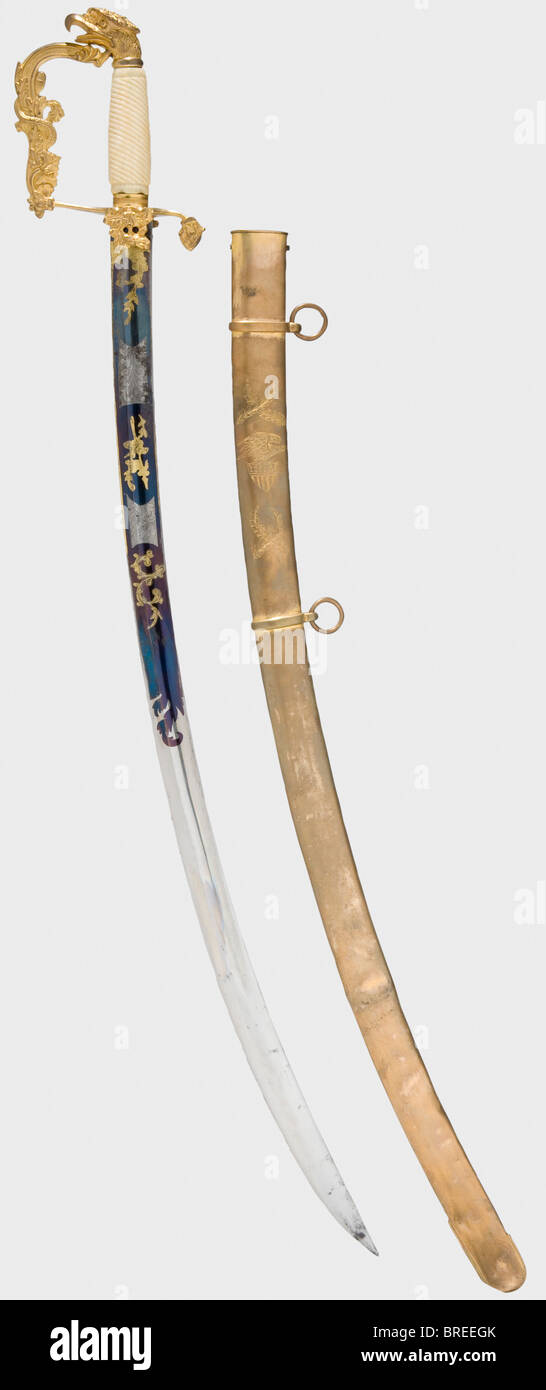 A US officer's sabre, middle of the 19th century Curved single-edged ...