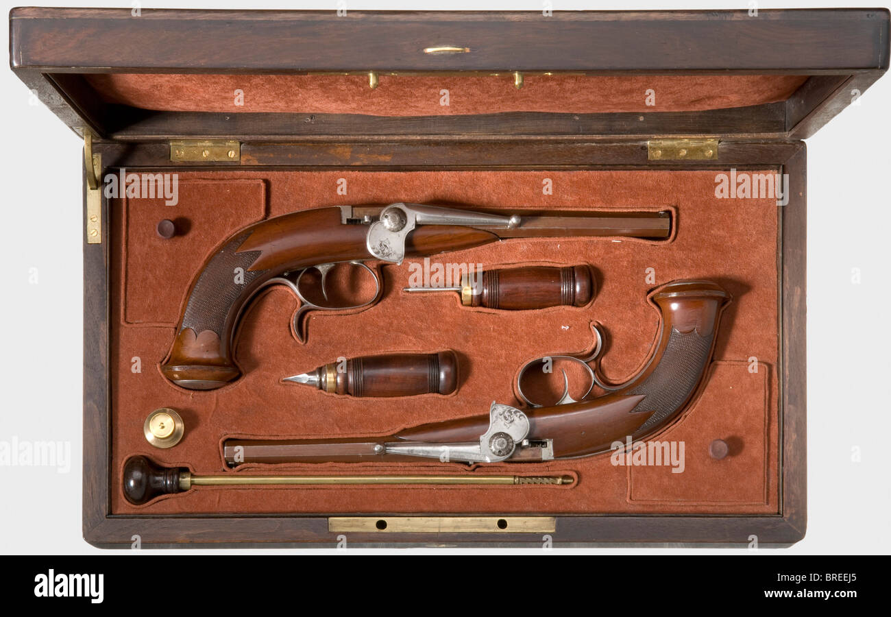 A pair of ignition-pellet parlour pistols, Anton Kehlner, Prague, ca ...
