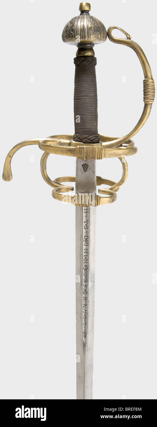 An Italian rapier with chiselled hilt, circa 1600. Double-edged ...