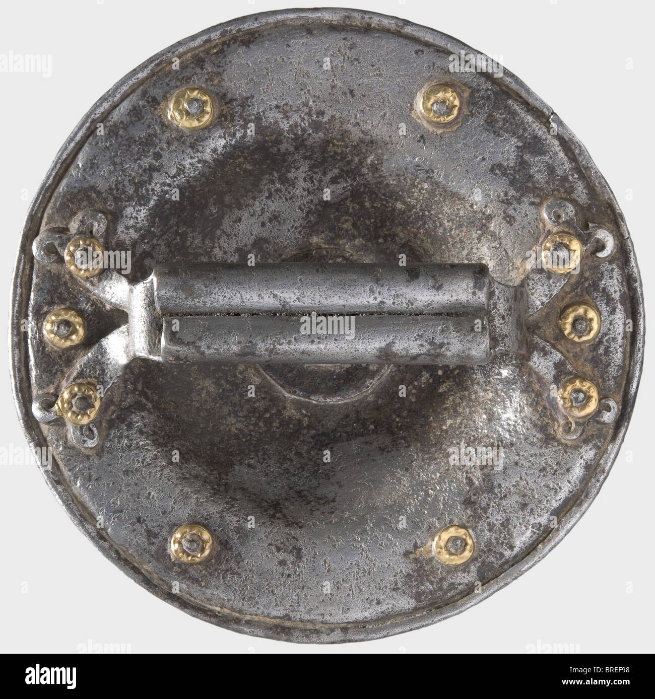 A German Fist Shield Circa 1600 Round Slightly Convex Iron Shield With Turned Under Edge And