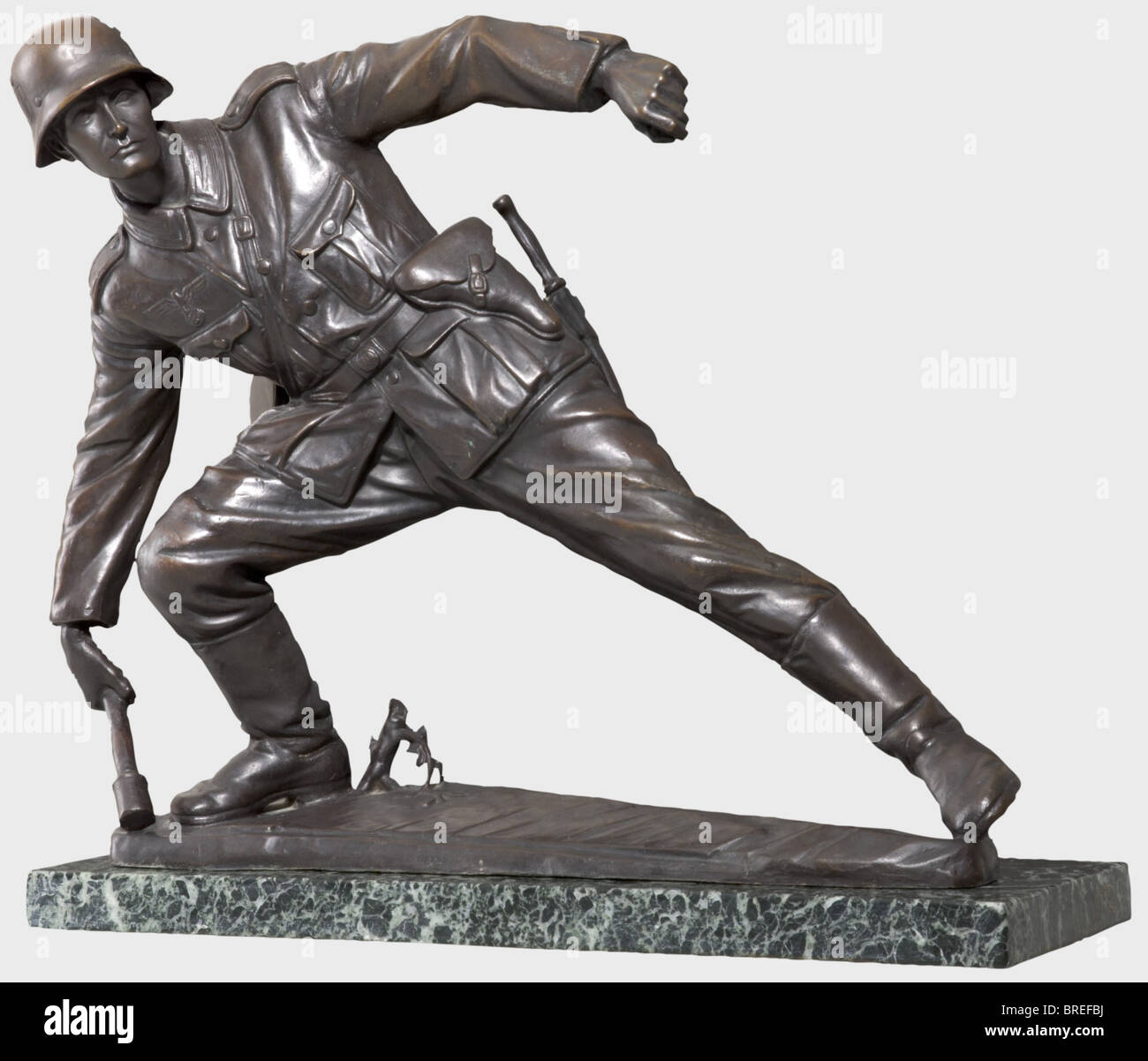 A German soldier throwing a hand grenade, a bronze sculpture Bronze ...