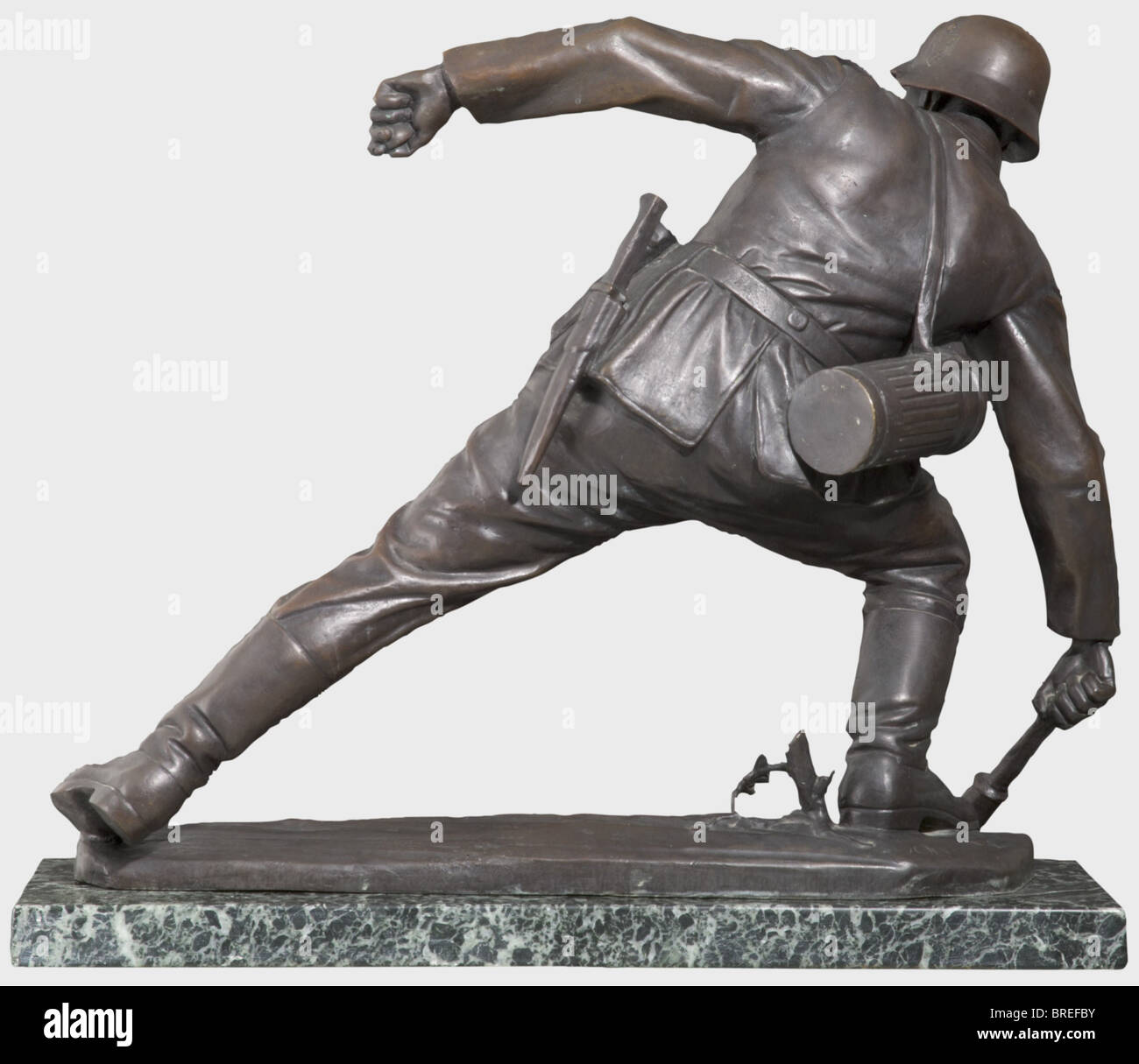 A German soldier throwing a hand grenade, a bronze sculpture Bronze ...