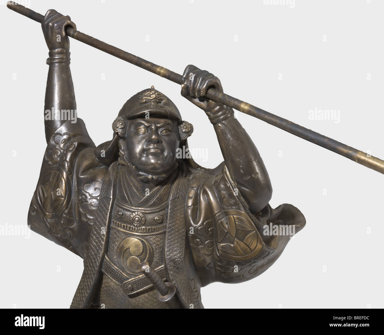 A fighting samurai, Japan, Meiji period Detailed bronze figure with ...