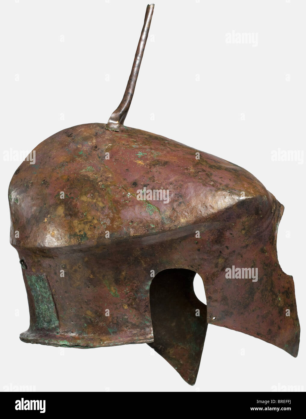 A Chalcidian helmet, 5th - 4th century B.C. Bronze helmet with clearly ...