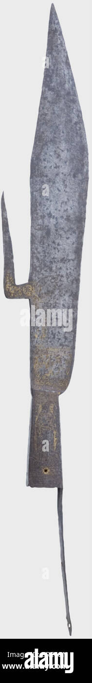 A fine Italian etched glaive, circa 1480/90 Heavy single-edged blade ...