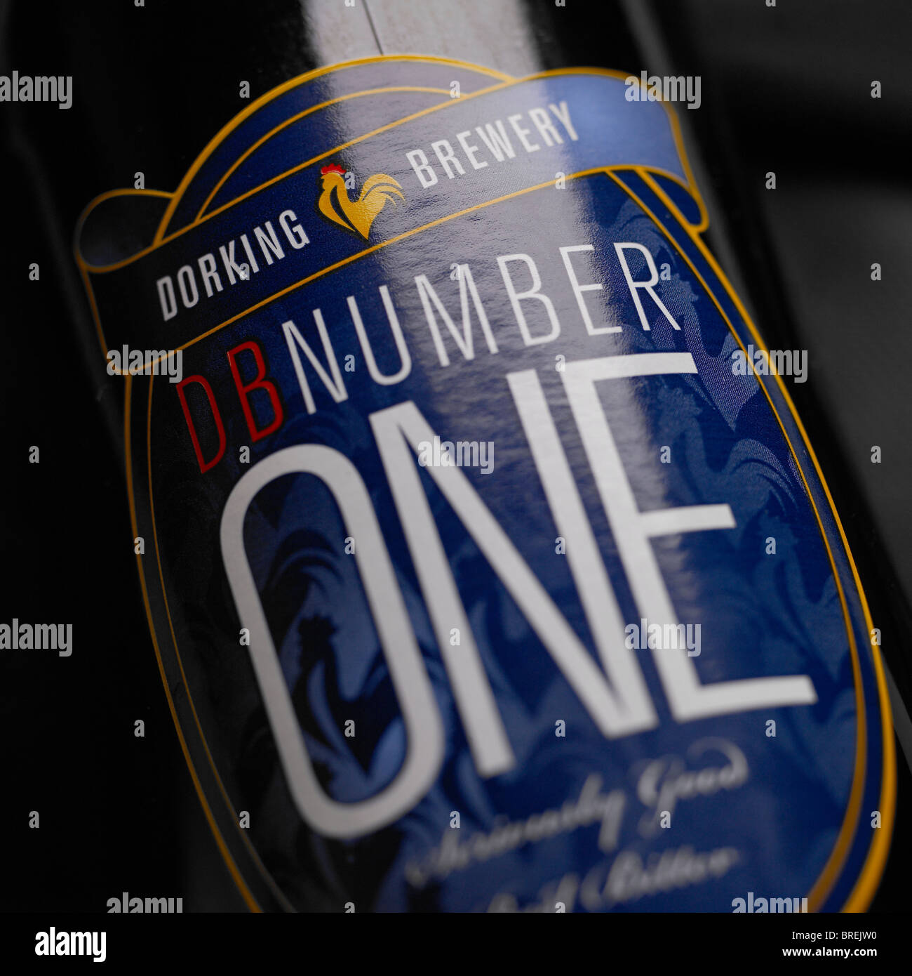 Dorking Brewery Number One Beer Bottle Front Label Closeup Stock Photo ...