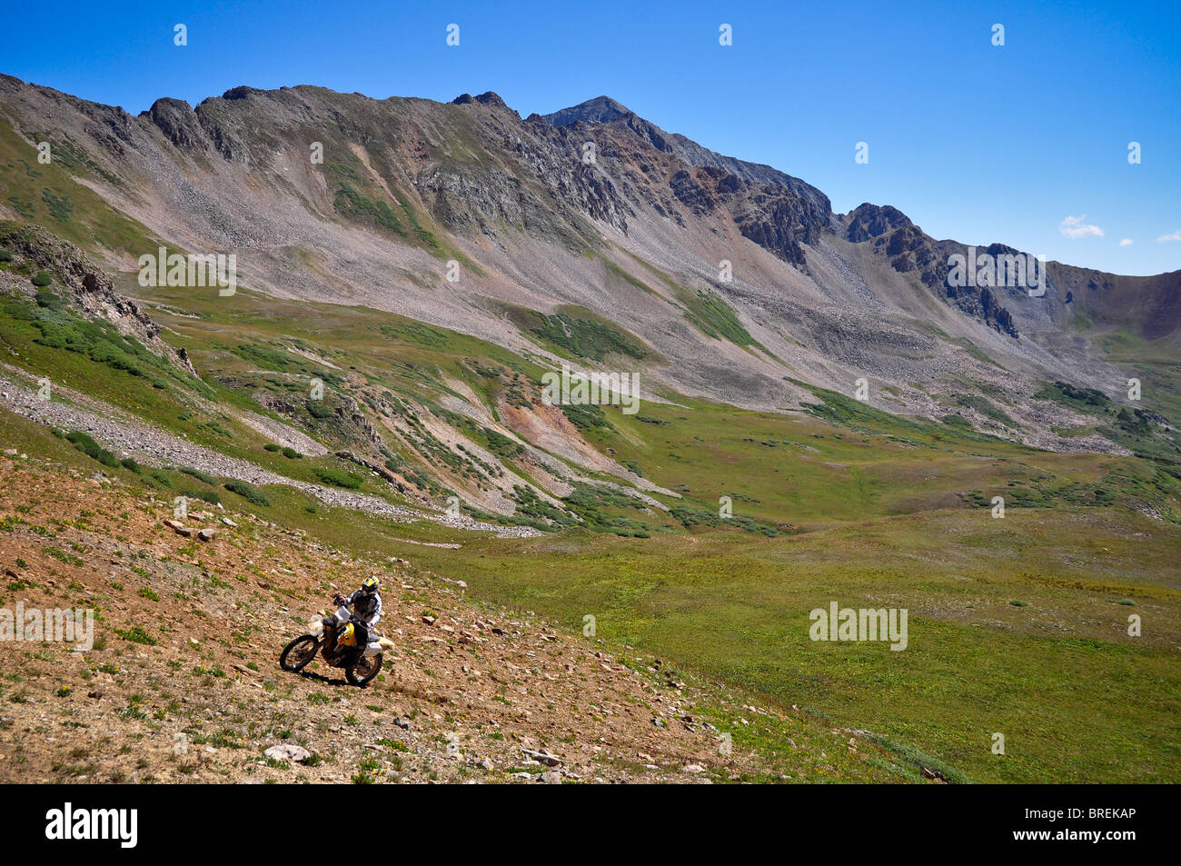 offroad motorcycle rider, Pearl Pass, Crested Butte, Colorado, USA ...