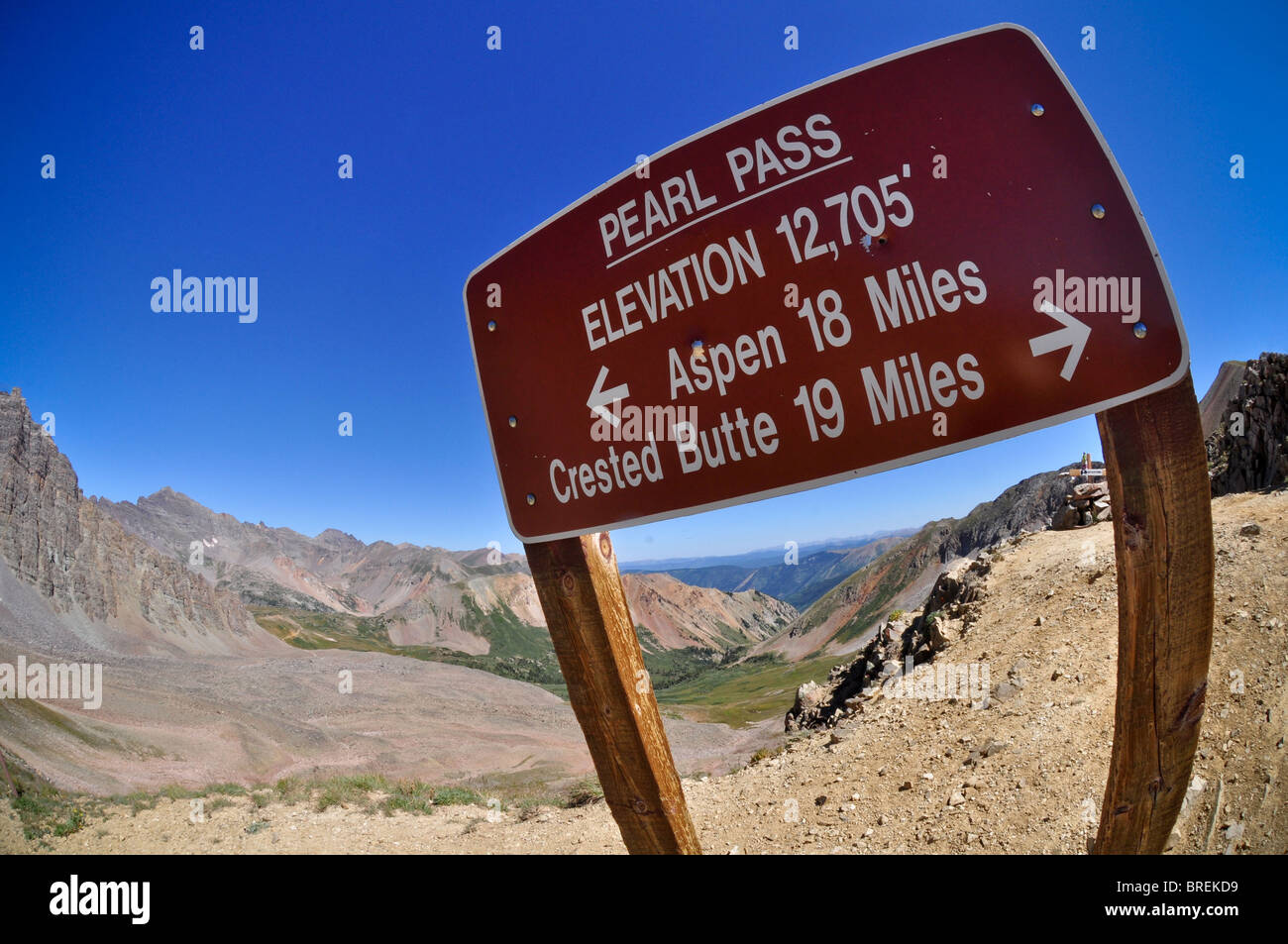 Pearl Pass jeep trail sign, Crested Butte, Aspen, Colorado Stock Photo ...