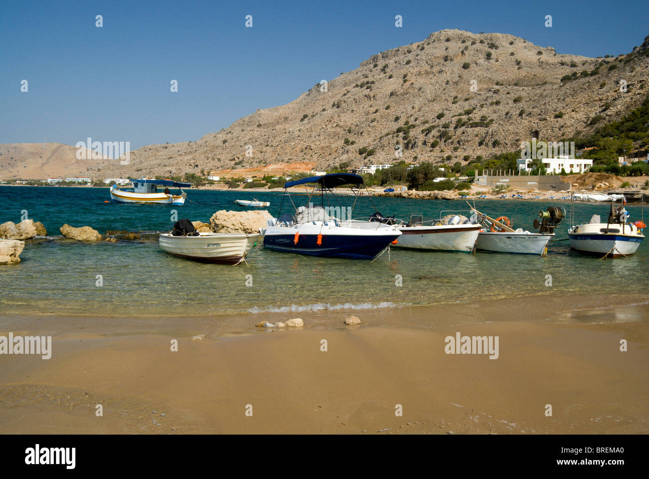 boats and mountains pefkos lindos rhodes dodecanese islands greece ...