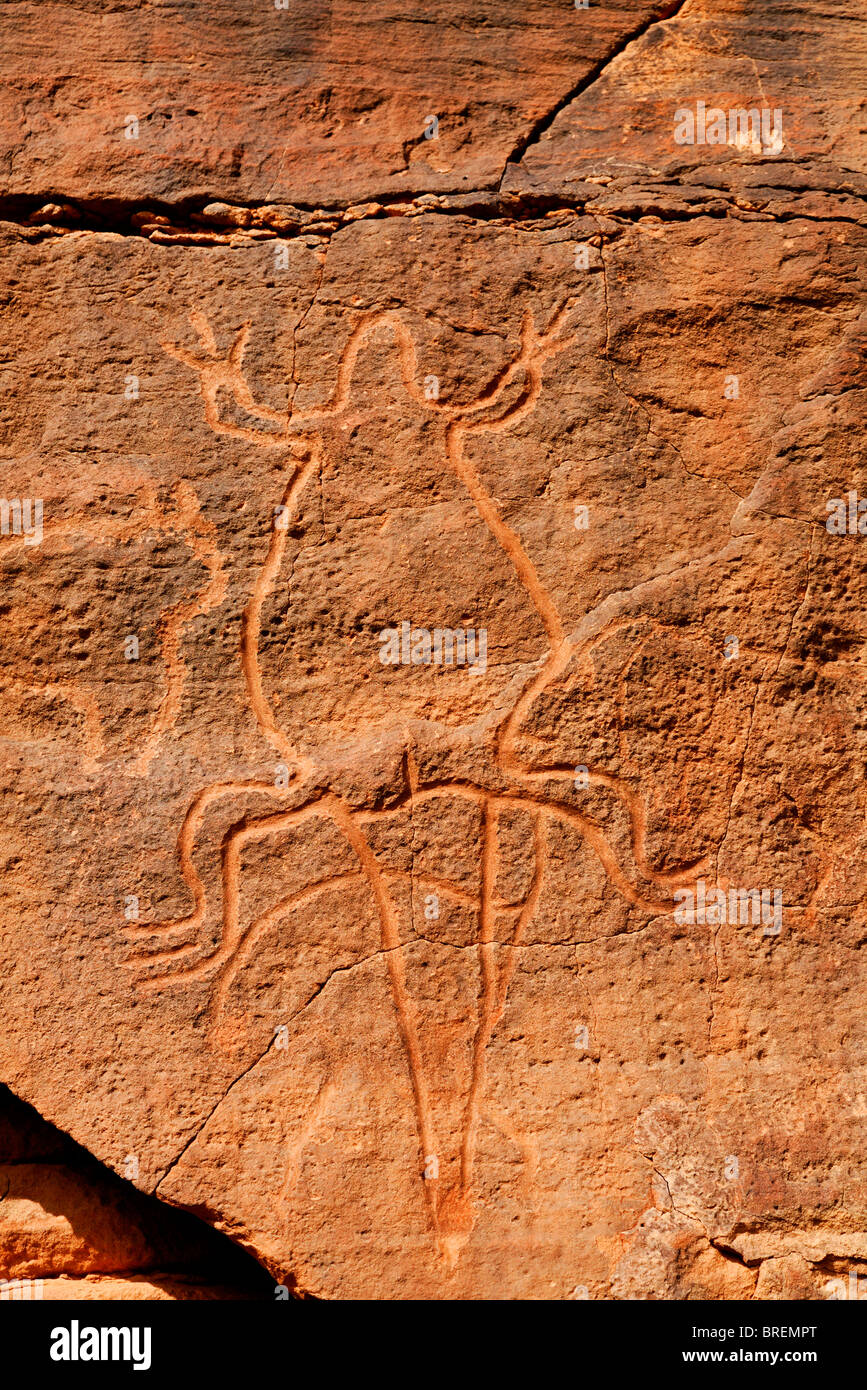 Ancient engraving of a lizard at the Wadi Matkhandouch, Libya Stock ...
