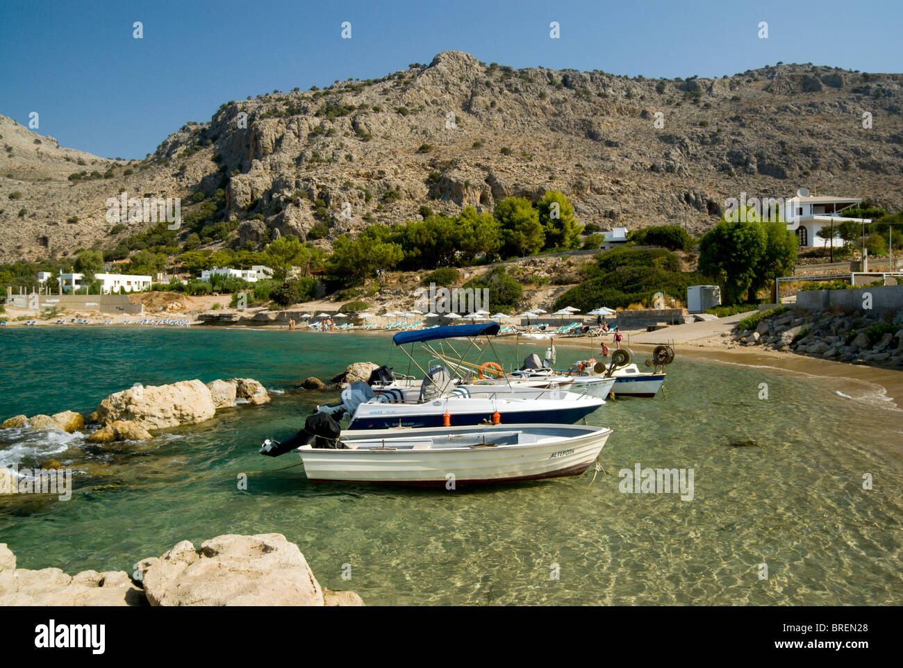boats and mountains pefkos lindos rhodes dodecanese islands greece ...