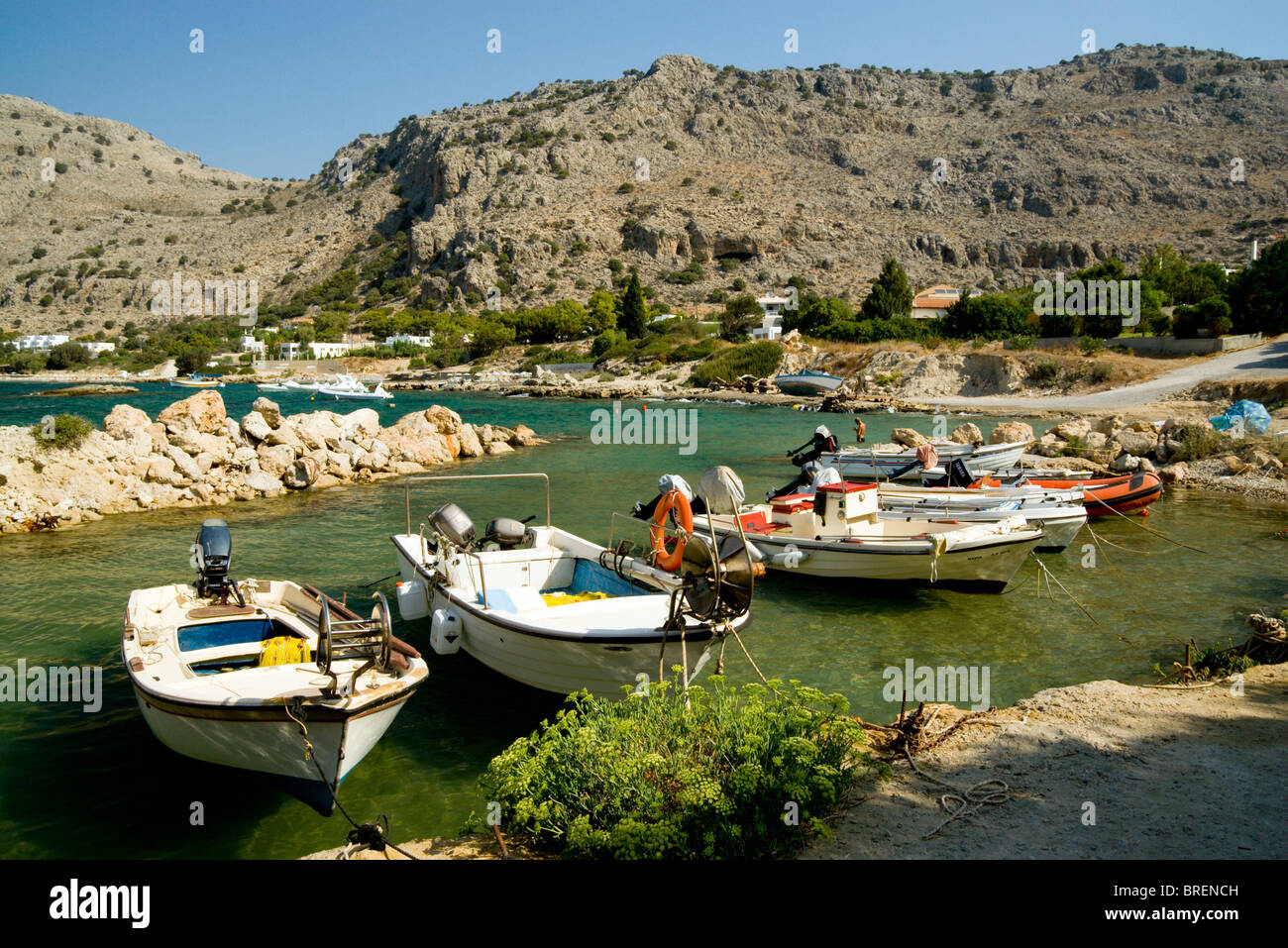 boats and mountains pefkos lindos rhodes dodecanese islands greece ...