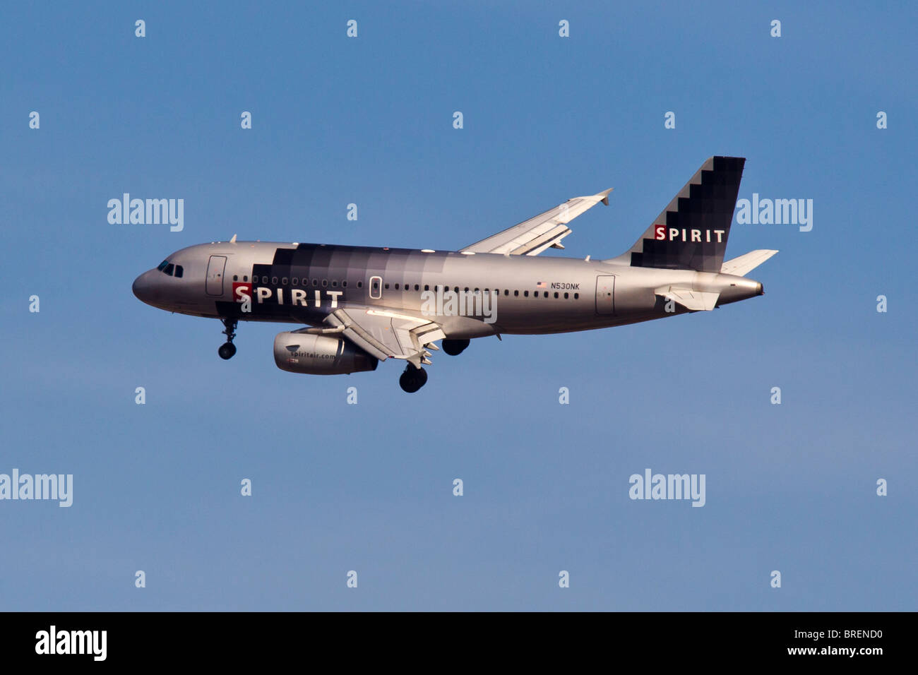 Spirit Airlines jet flying near LaGuardia Airport in New York City ...