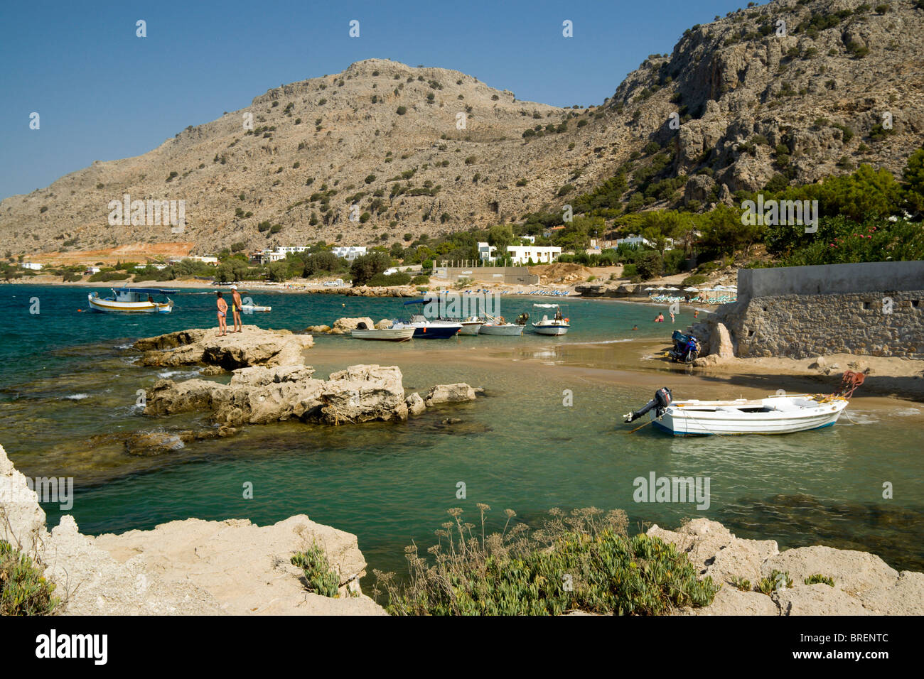 boats and mountains pefkos lindos rhodes dodecanese islands greece ...