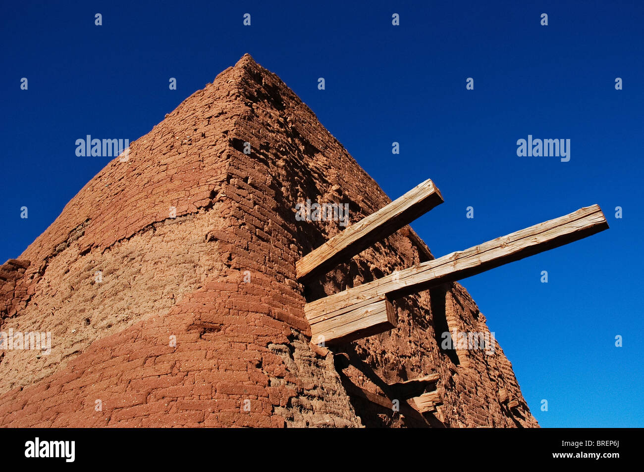 Adobe ruins of old Spanish Mission at Pecos National Historical Park ...