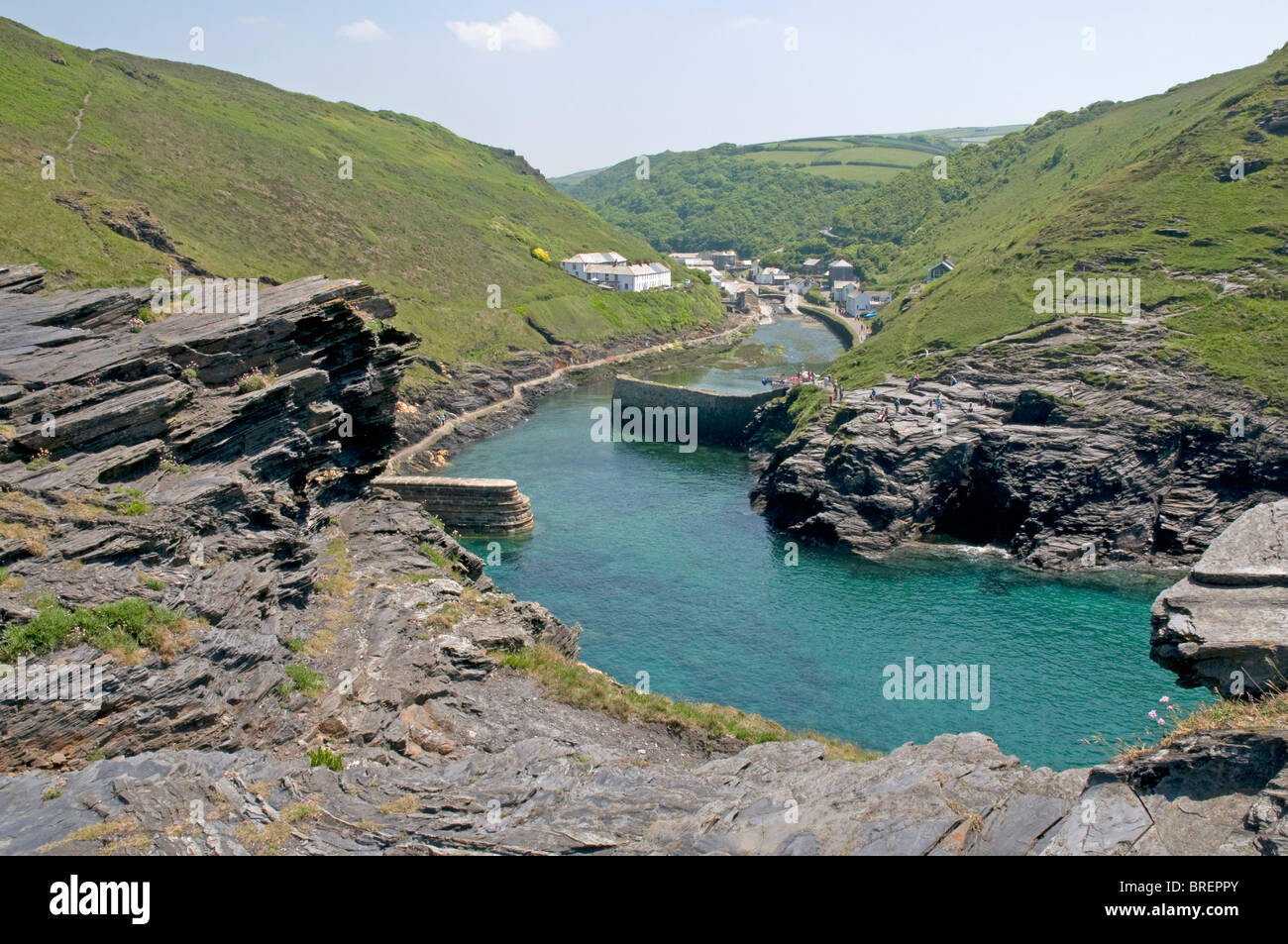 The harbour area at Boscastle on the north Cornwall coast Stock Photo ...