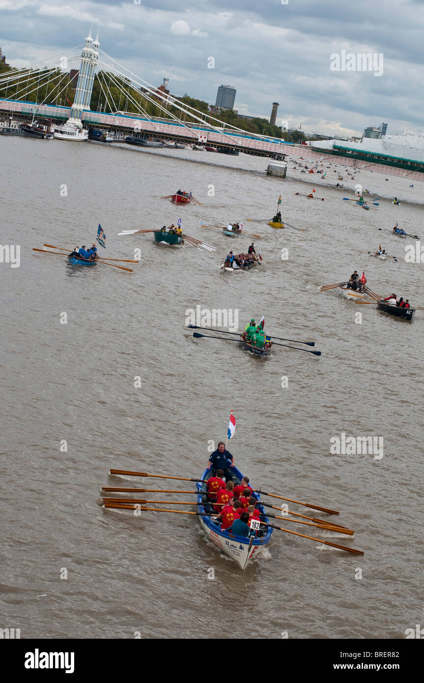 The Great River Race, a marathon rowing event involving hundreds of ...