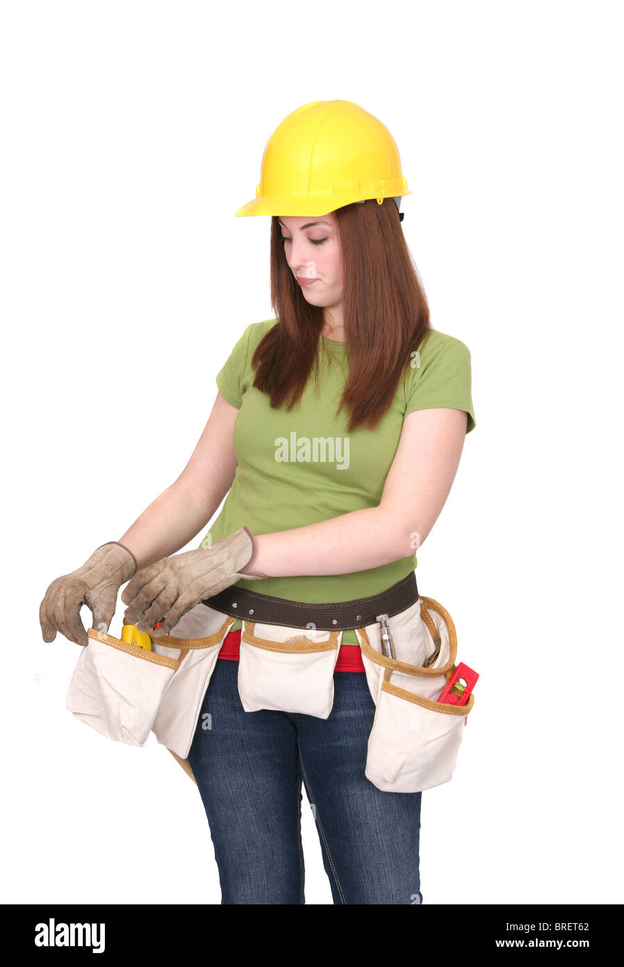 Pretty woman construction tools belt hi-res stock photography and ...