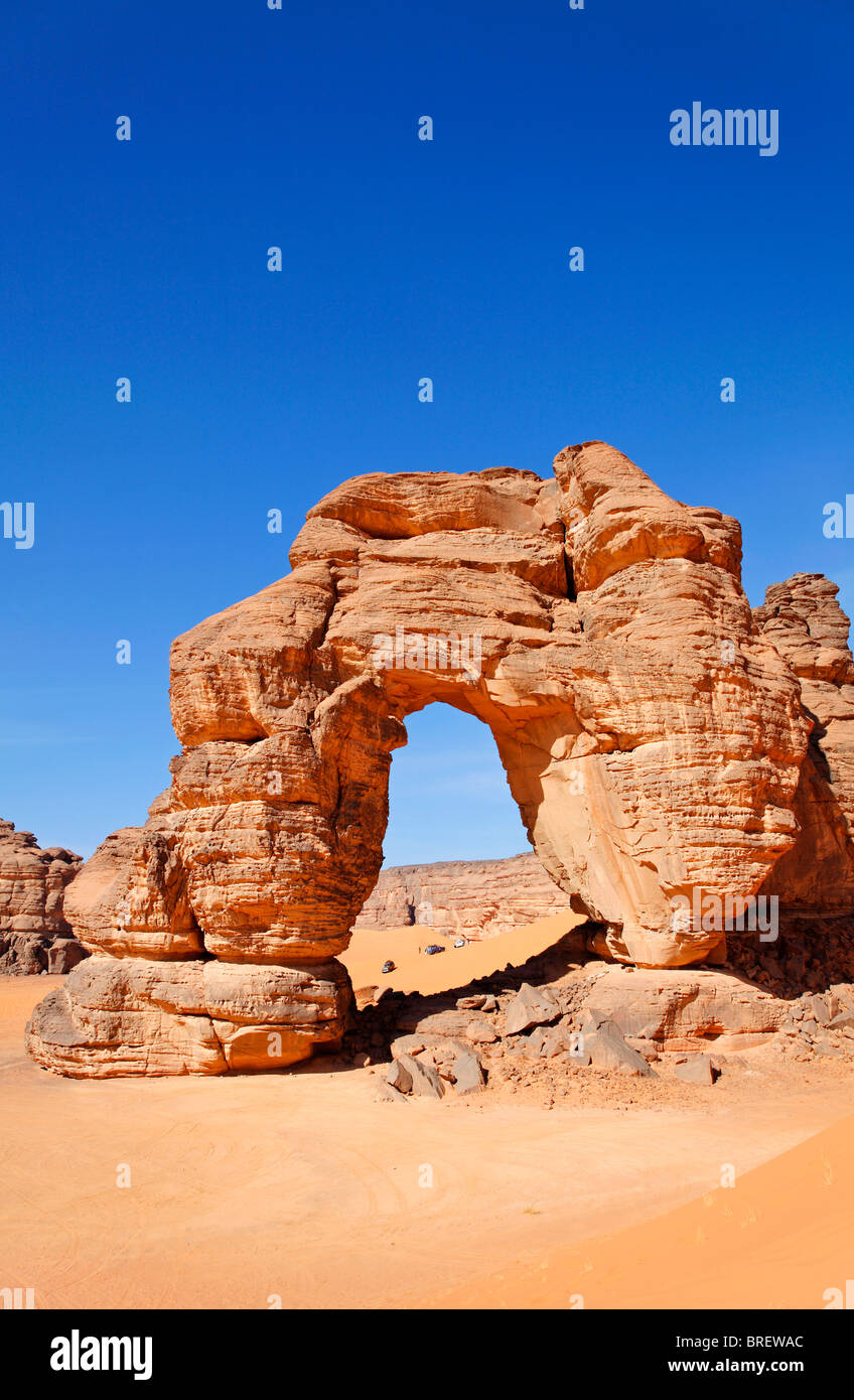 Natural arch rock formation in the Akakus Mountains, Libya Stock Photo ...