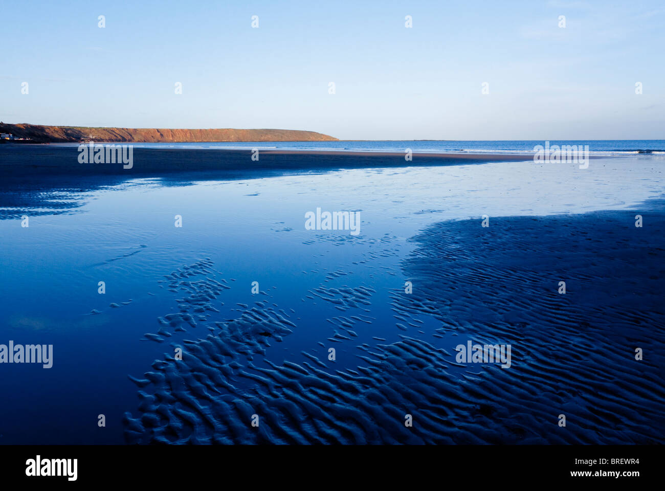 View of the beach at Filey in North Yorkshire England UK looking ...