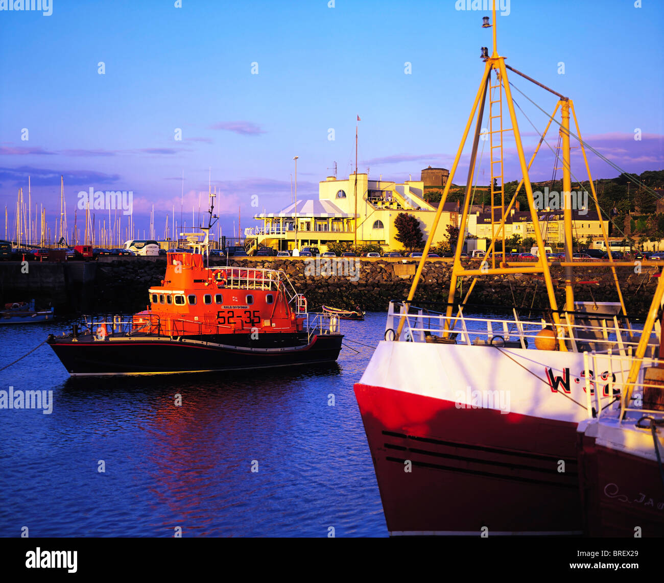 Howth, Co Dublin, Ireland; Lifeboat And Boats On The Sea Stock Photo ...