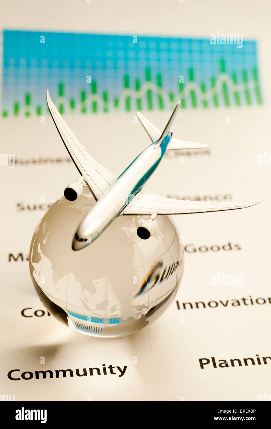 Airplane in finance and world Stock Photo - Alamy