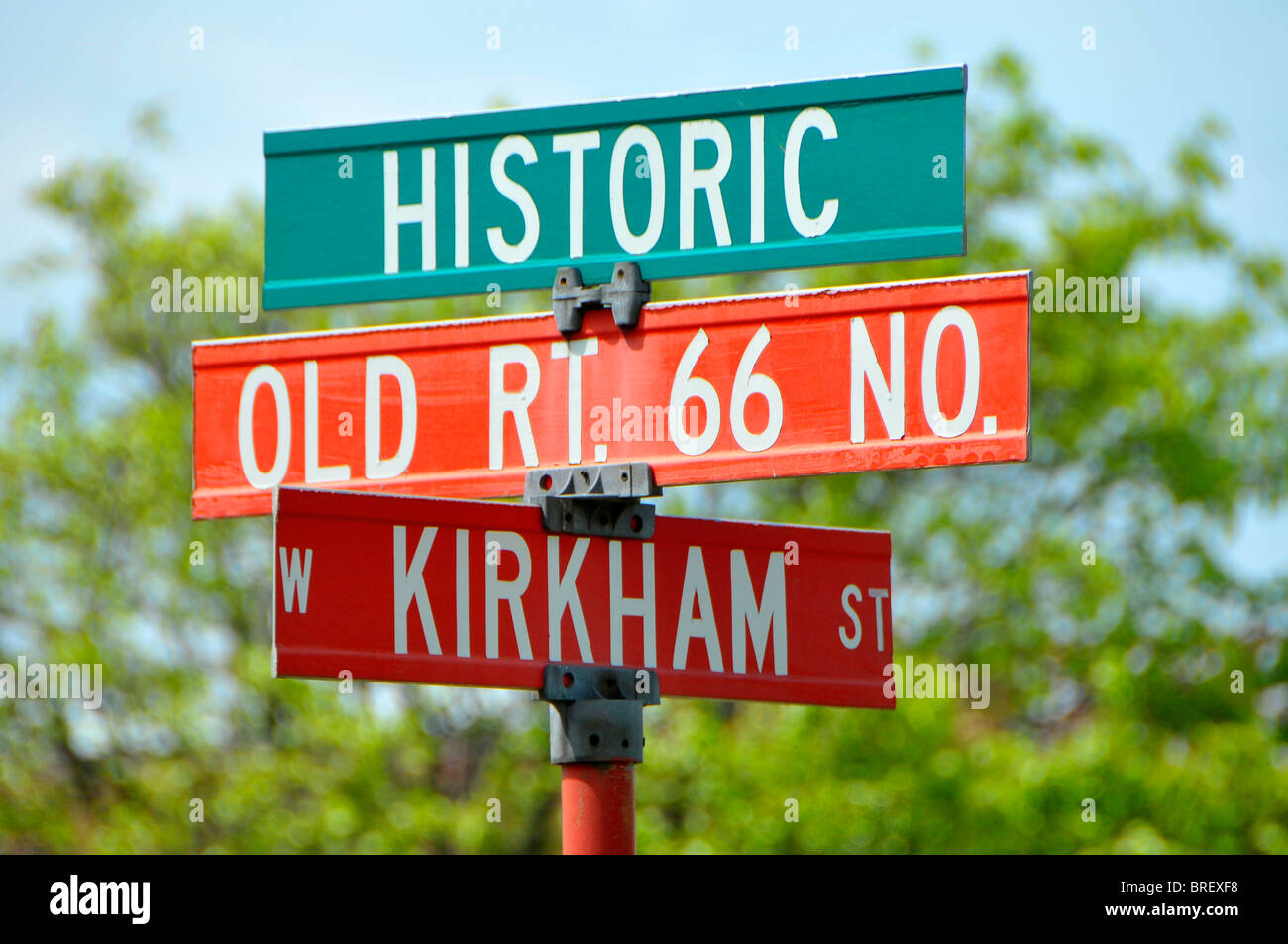 Road Signs along Route 66 Litchfield Illinois Stock Photo - Alamy