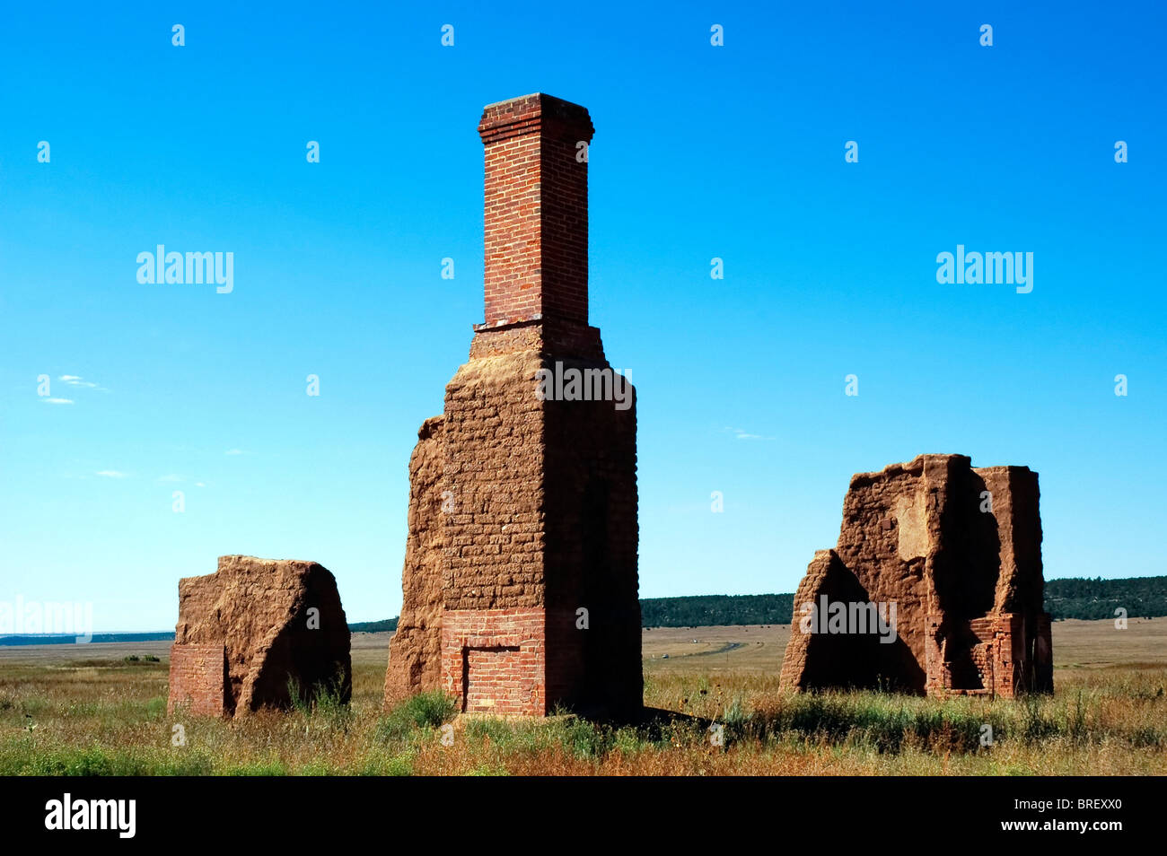 Adobe ruins at Fort Union National Monument, NM Stock Photo - Alamy