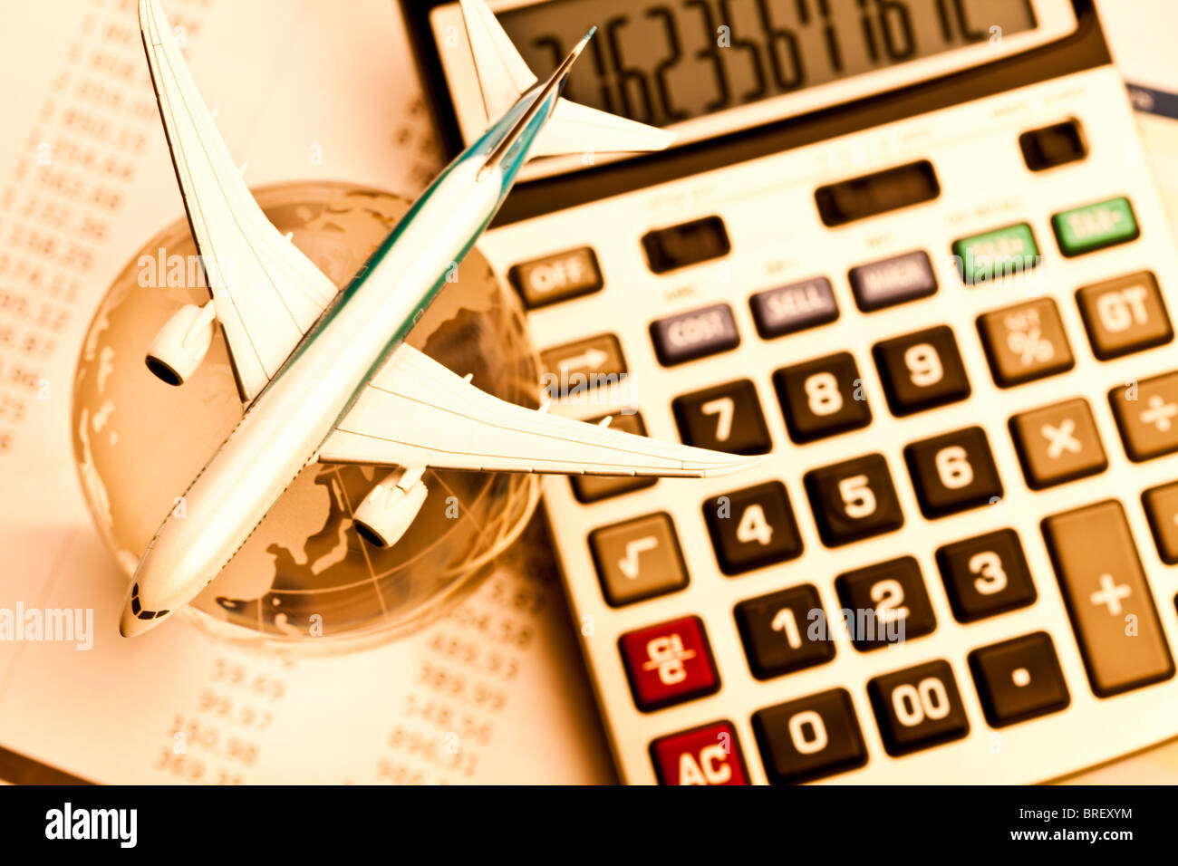 Airplane in finance and world Stock Photo - Alamy