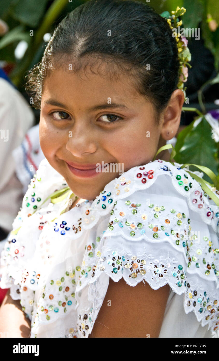 Independence day Costa Rican girl in traditional costume Central Valley ...