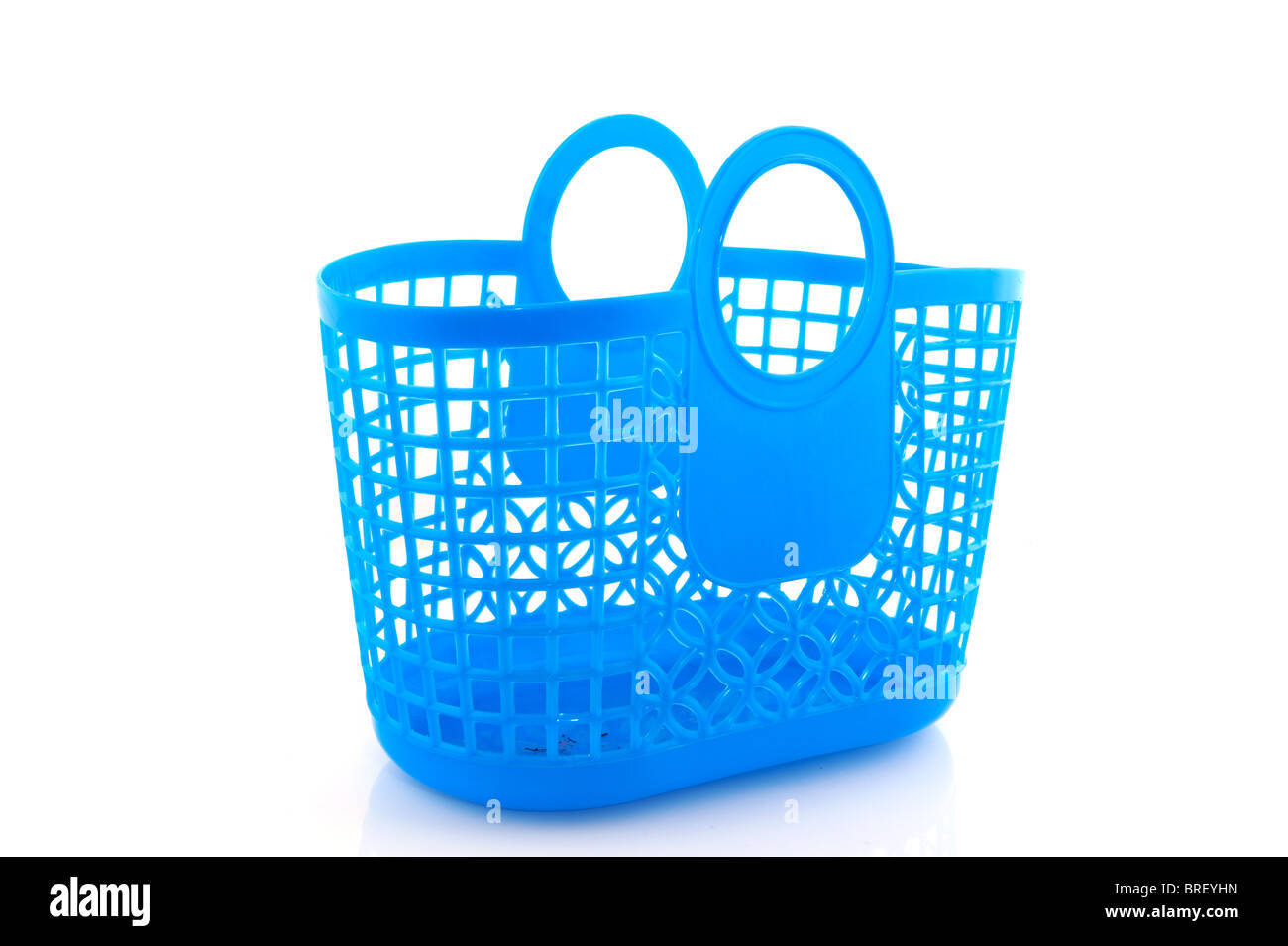 Empty blue plastic shopping bag isolated over white background Stock ...