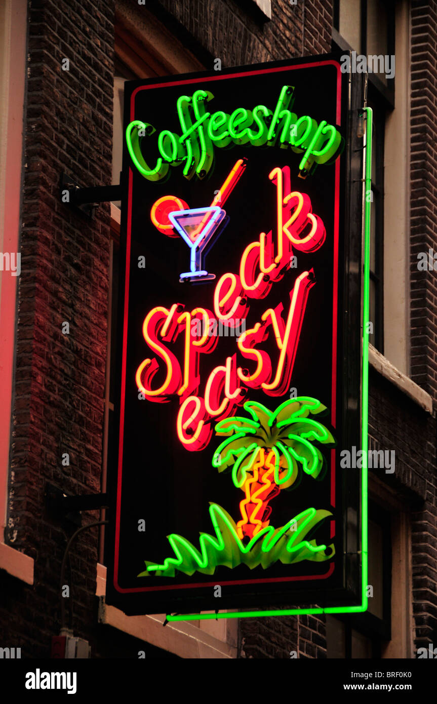 Sign above a coffee shop, Amsterdam, Holland, the Netherlands, Europe ...