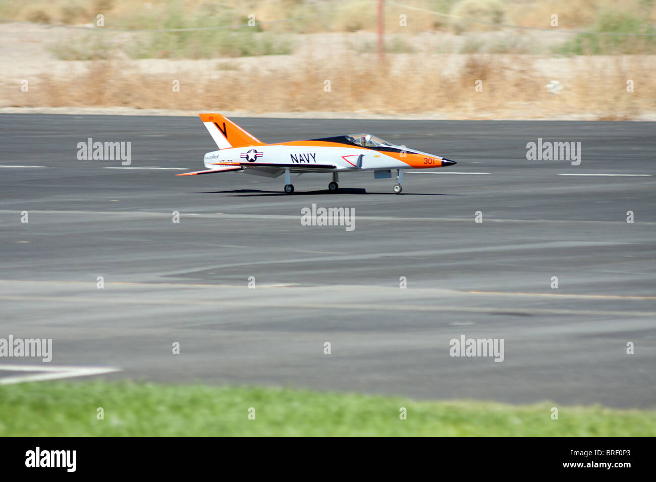RC remote controlled Real Jet airplane model in action, take off Stock ...