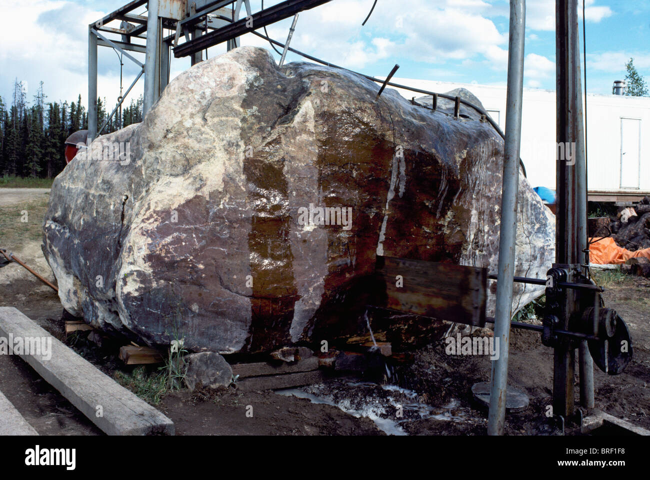 Jade Mining, cutting Large Boulder of Jade on Site, Northern BC ...