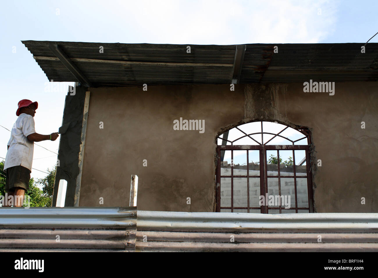 Mason Plastering Wall Stock Photo - Alamy