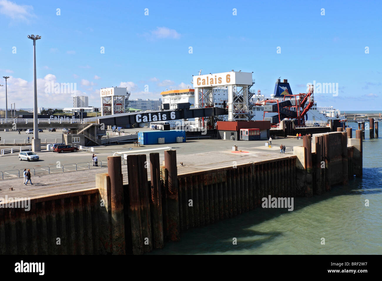 View of the Calais ferry ports and the English Channel from Sea France ...