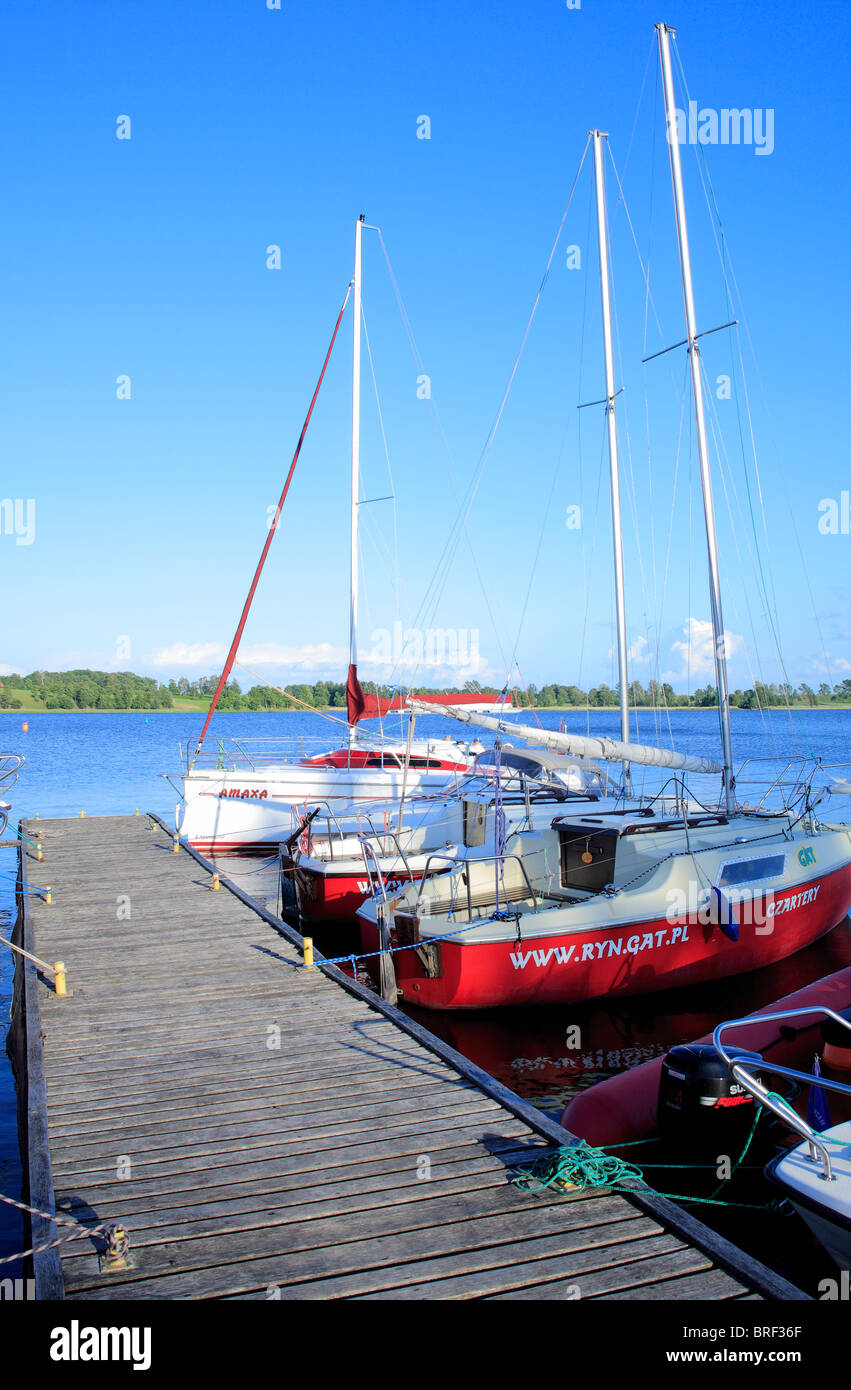sailing boats at marina lake ryn, masuria, poland, europe Stock Photo ...