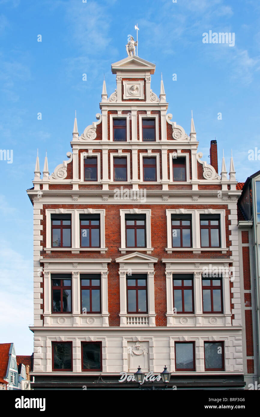 Historic house with a decorative gable, market square of the historic ...