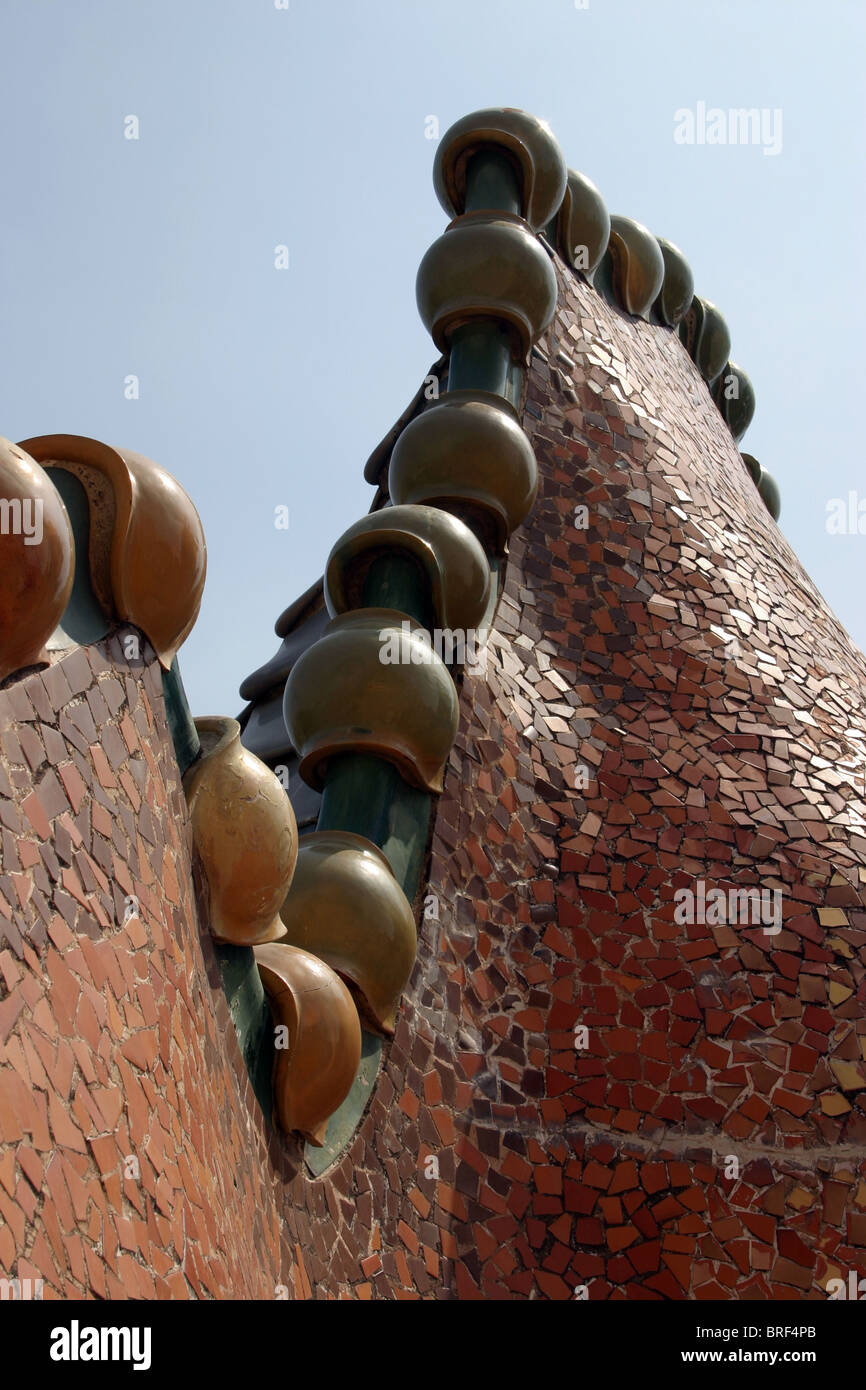 Dragon-back roof-line of Gaudi-designed Casa Batllo in Barcelona ...