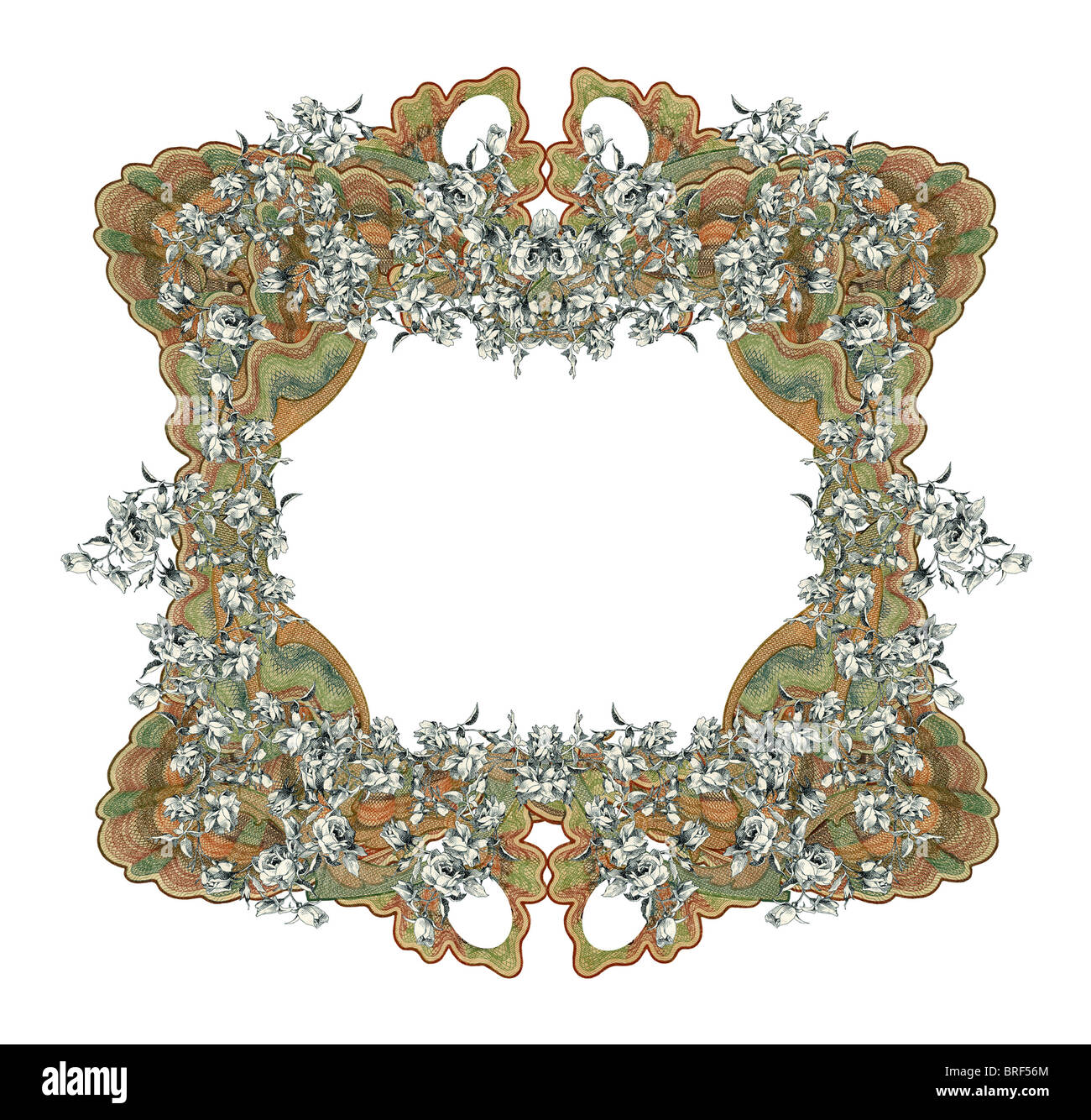 Luxuriously color illustrated old victorian frame with flowers Stock ...