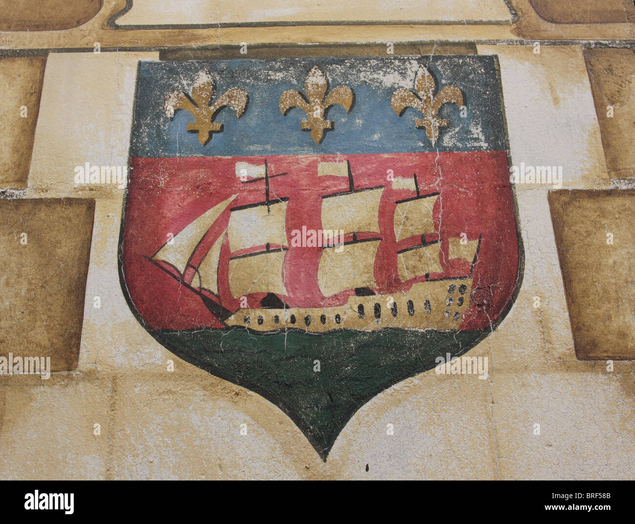 La Rochelle coat of arms on wall Fouras France September 2010 Stock ...