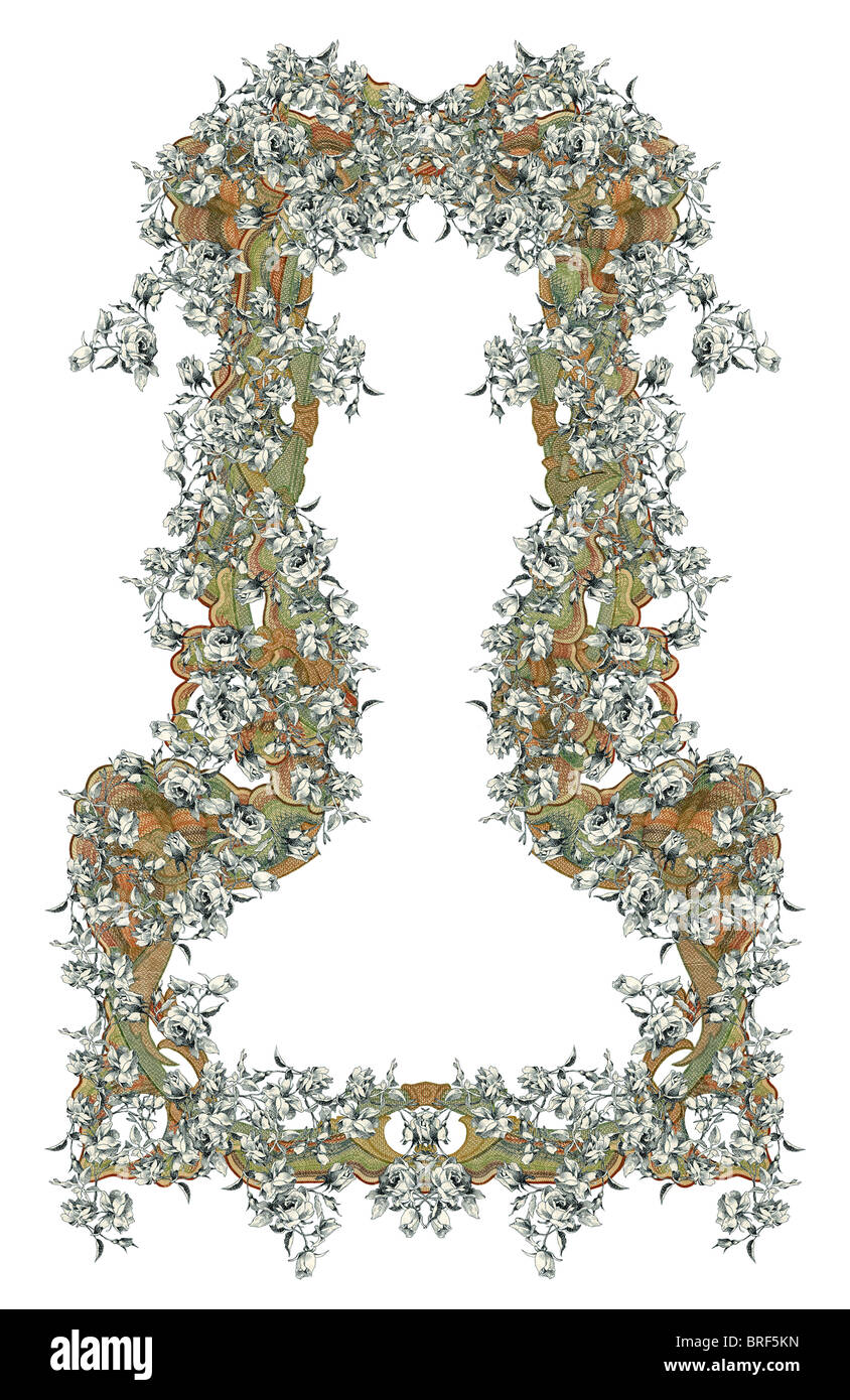 Luxuriously color illustrated old victorian frame with flowers Stock ...