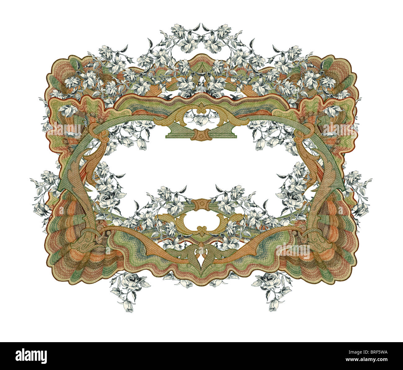 Luxuriously color illustrated old Victorian frame with flowers Stock ...