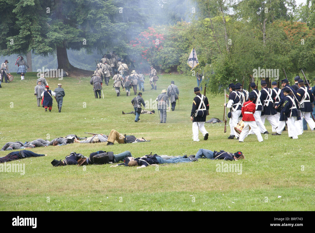 PORT GAMBLE, WA - JUN 20: Civil War reenactors participate in a mock ...