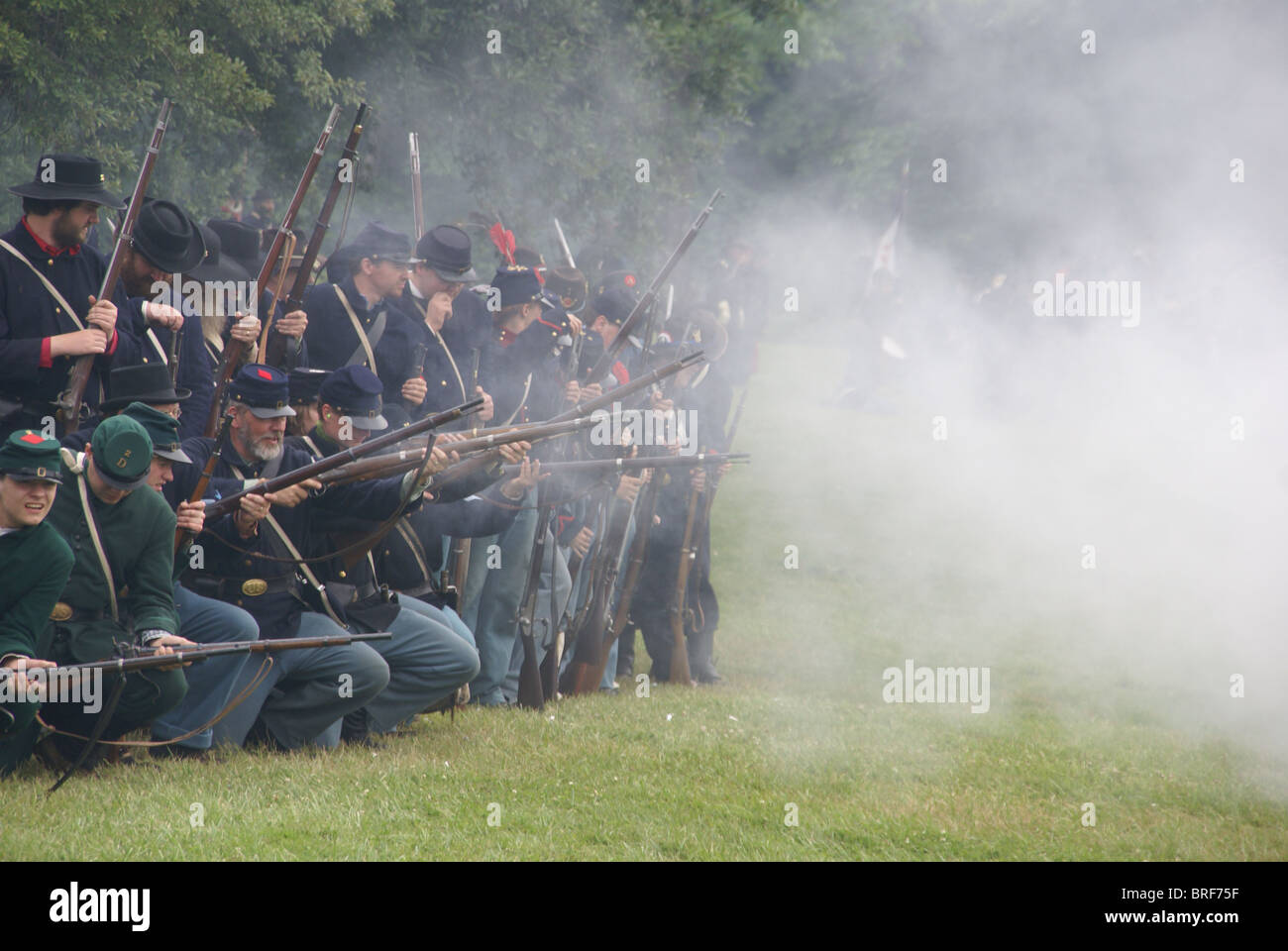 PORT GAMBLE, WA - JUN 20: Civil War reenactors participate in a mock ...