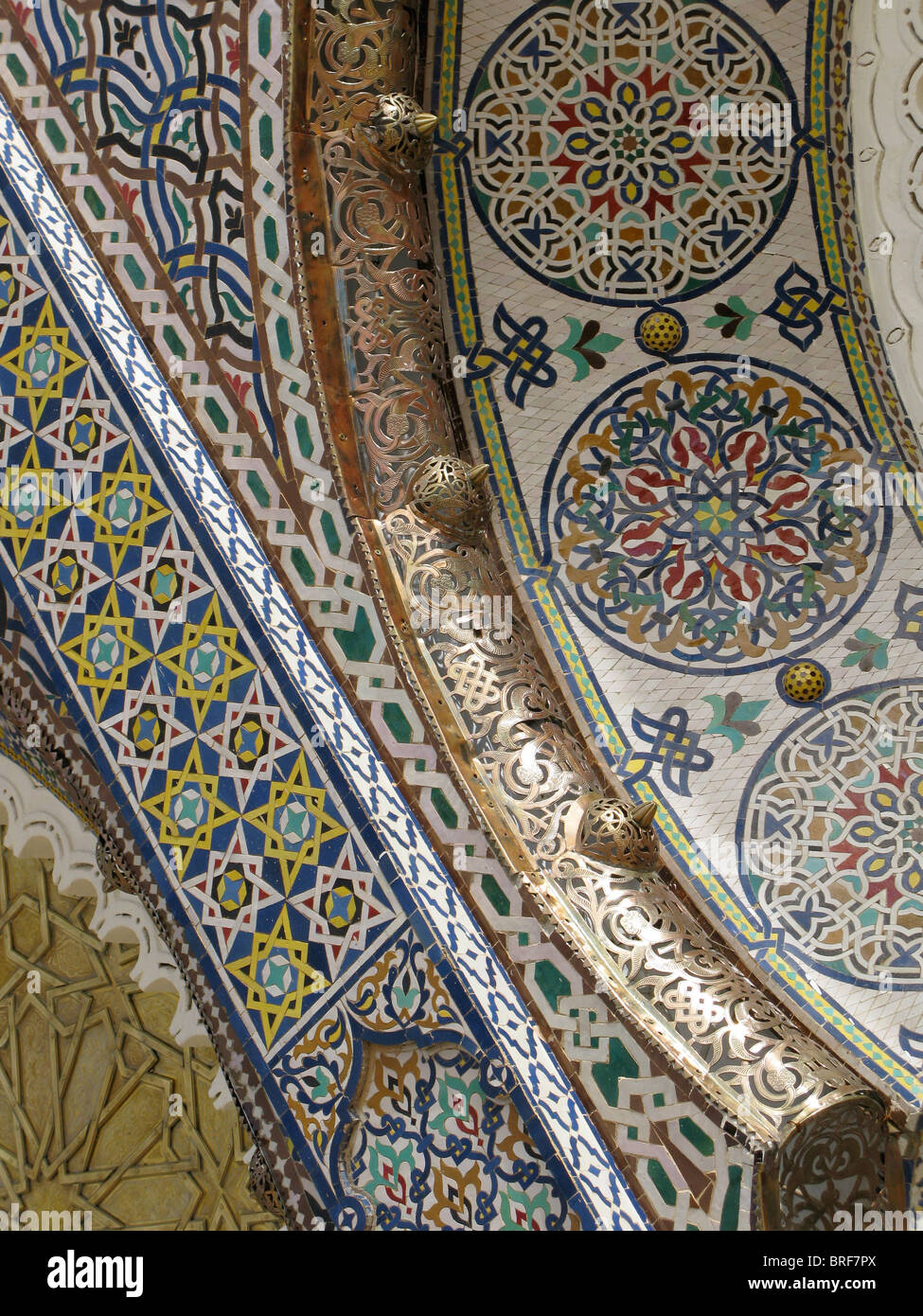 A detail of the mosaics on the King's palace in Fes Morocco Stock Photo ...