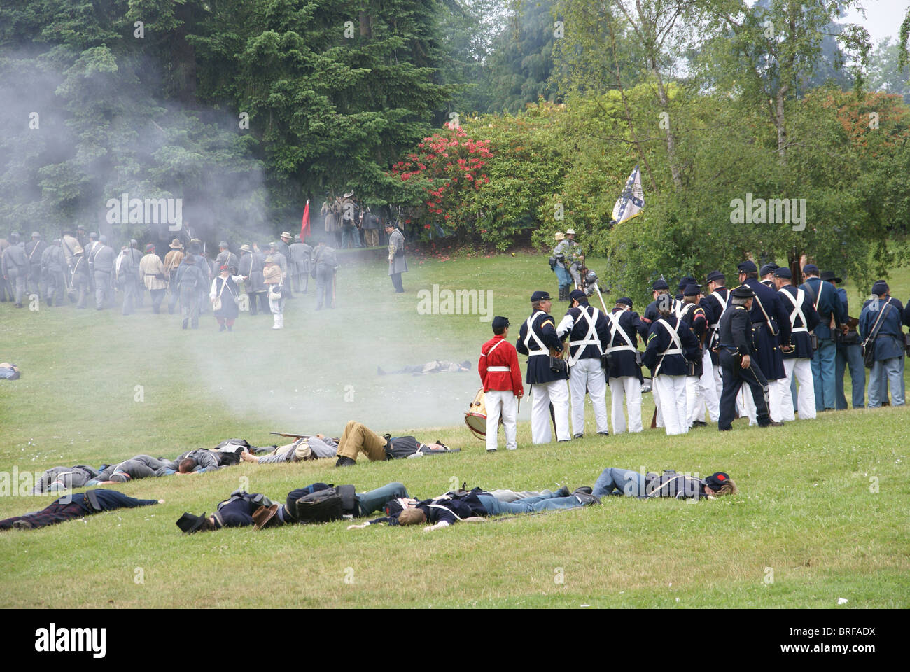 PORT GAMBLE, WA - JUN 20: Civil War reenactors participate in a mock ...