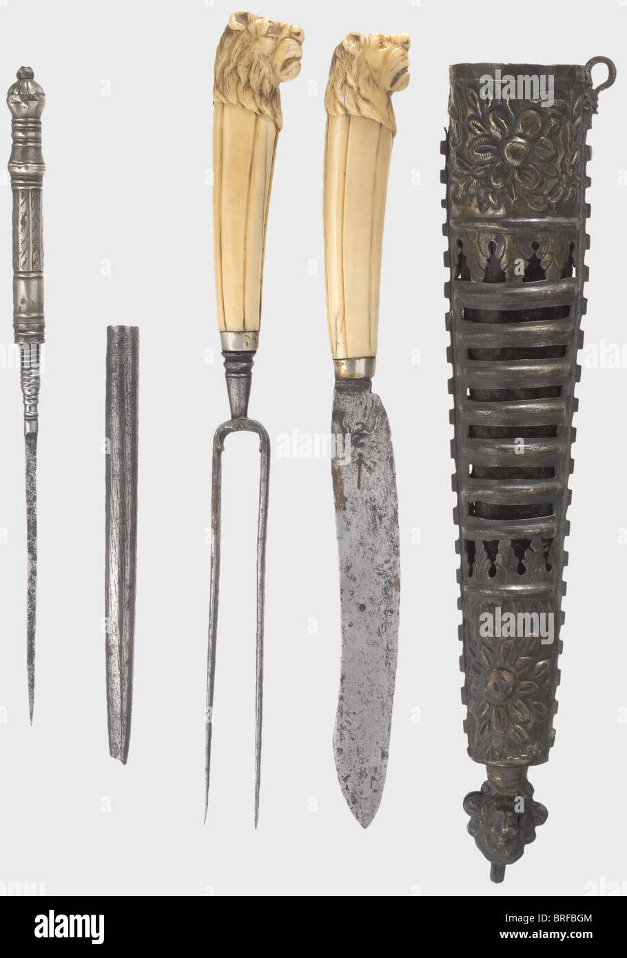 A set of German hunting cutlery, 18th century. Matching knife and fork ...