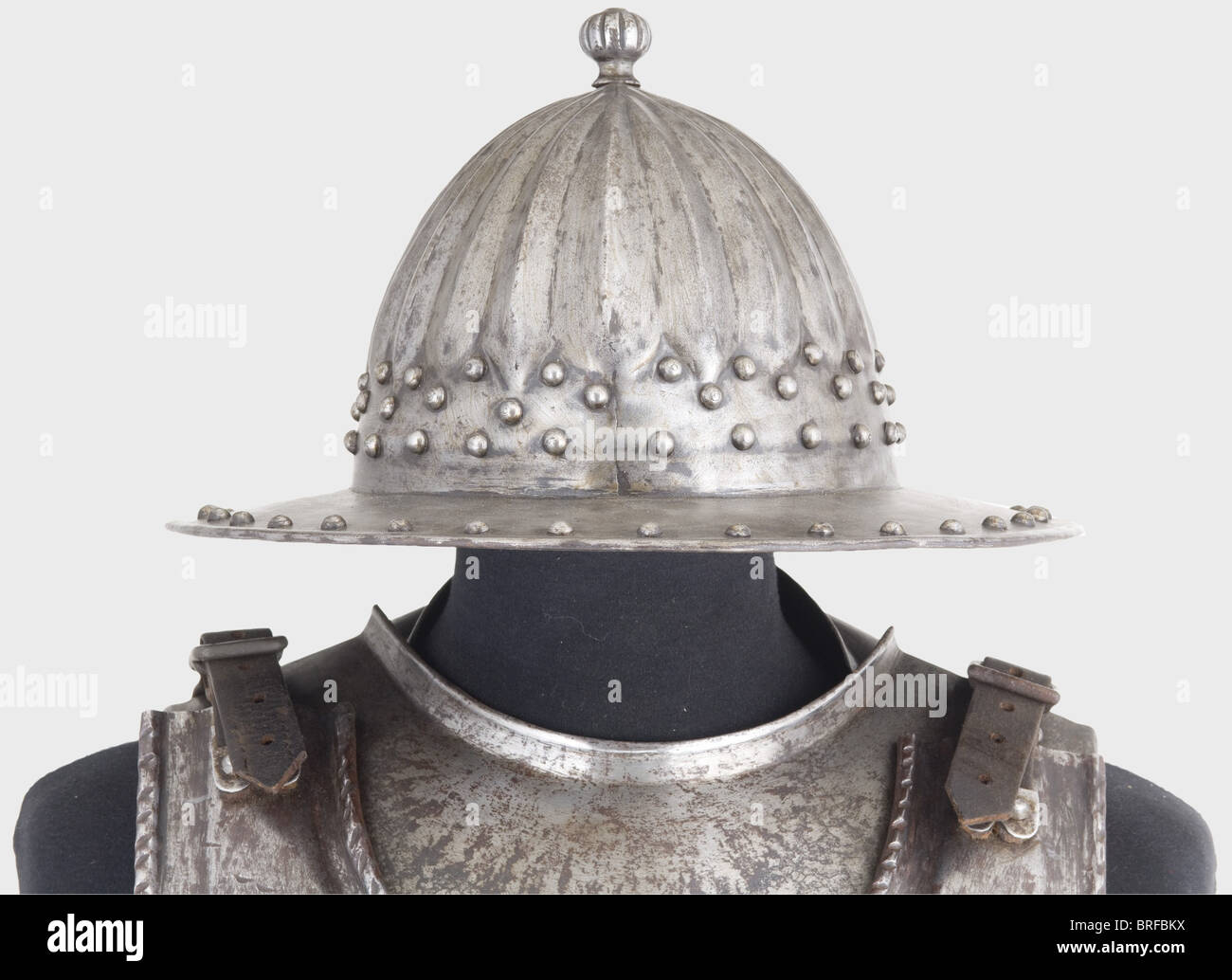 An English suit of armour for a man-at-arms, circa 1650, made of ...