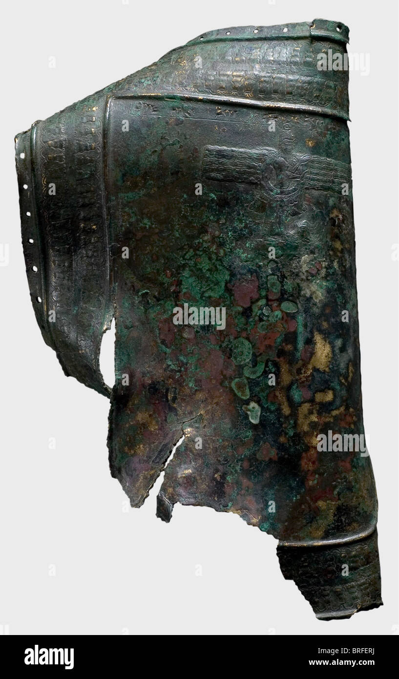 An Urartian pectoral with inscription, 830 - 810 B.C. Bronze, the lower ...